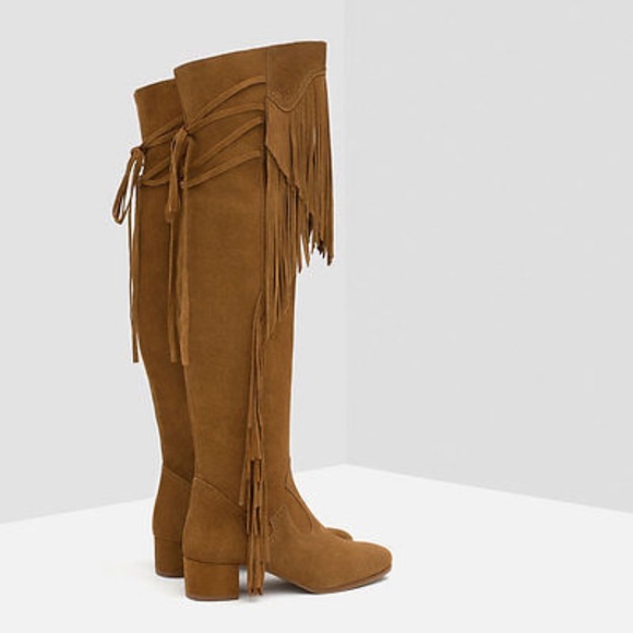 Zara | Shoes | Zara West Bohemian Chestnut Leather Thigh High | Poshmark